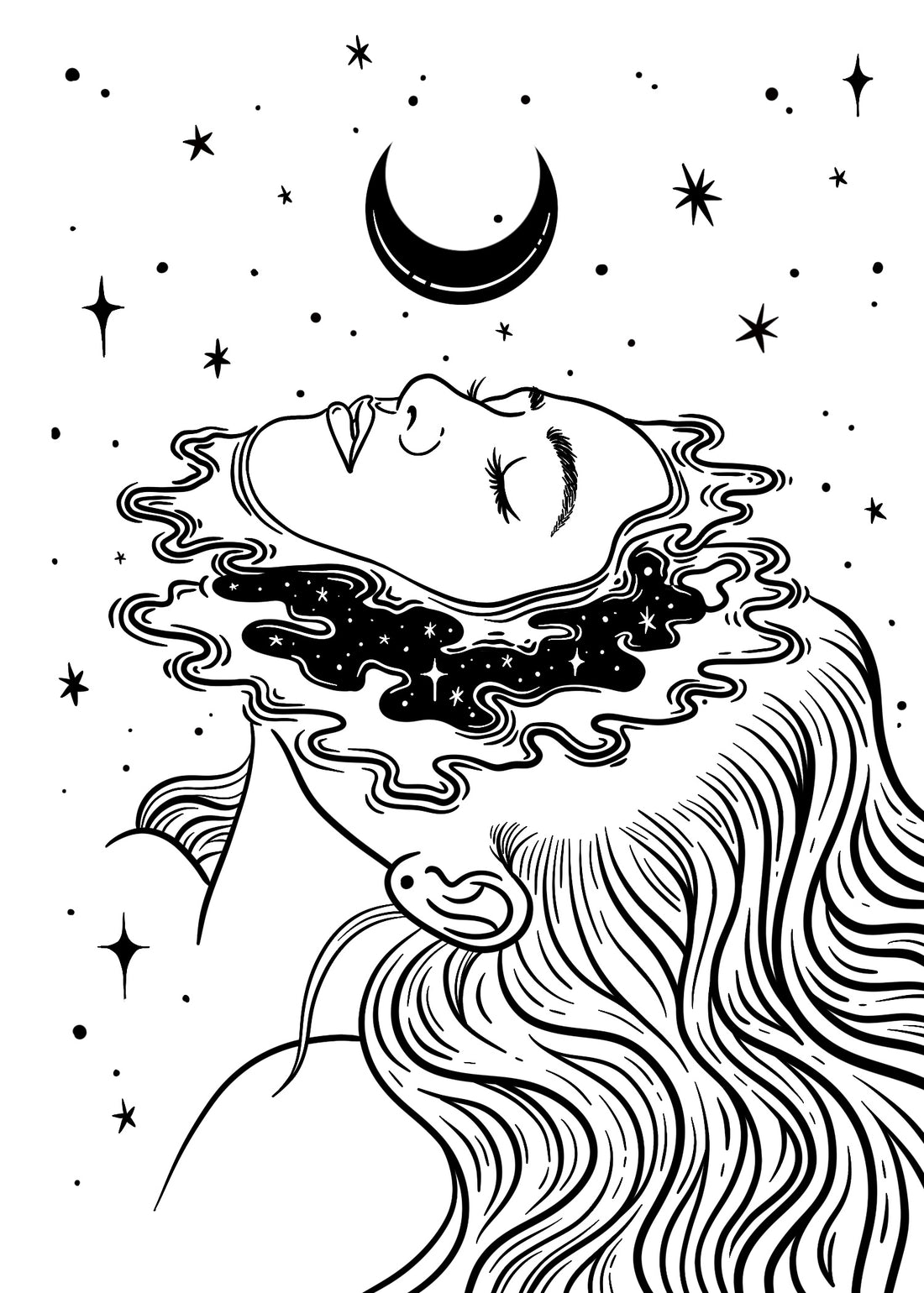 Space Face Art Print, 5x7 in. – Lia de Lyon Art